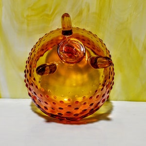 Vintage Fenton (L.E. Smith) Amberina Pressed Glass Large Hobnail Three ...