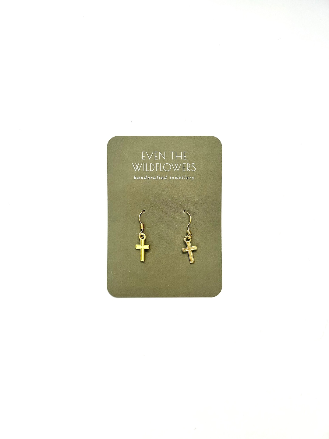 Gold Cross Drop Earring - Etsy