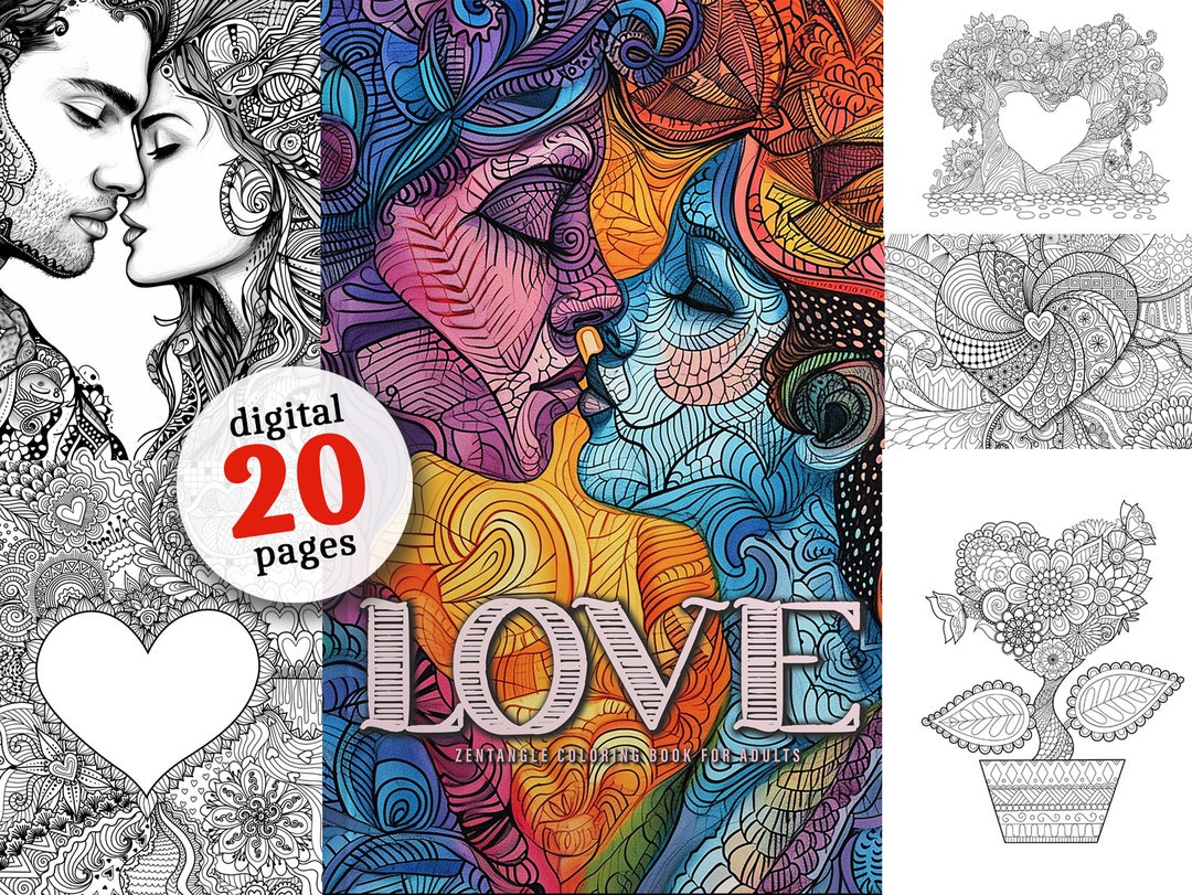 Love Zentangle Coloring Book Printable Zentangle Love Coloring Love ...