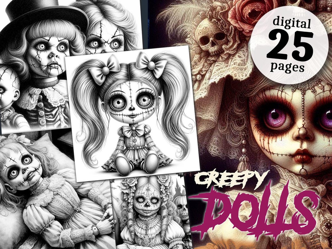 Creepy Dolls Halloween Coloring Book Printable Puppet Coloring Pages ...