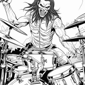 Grayscale Heavy Metal Coloring Book for Adults: Rocker Coloring Book ...