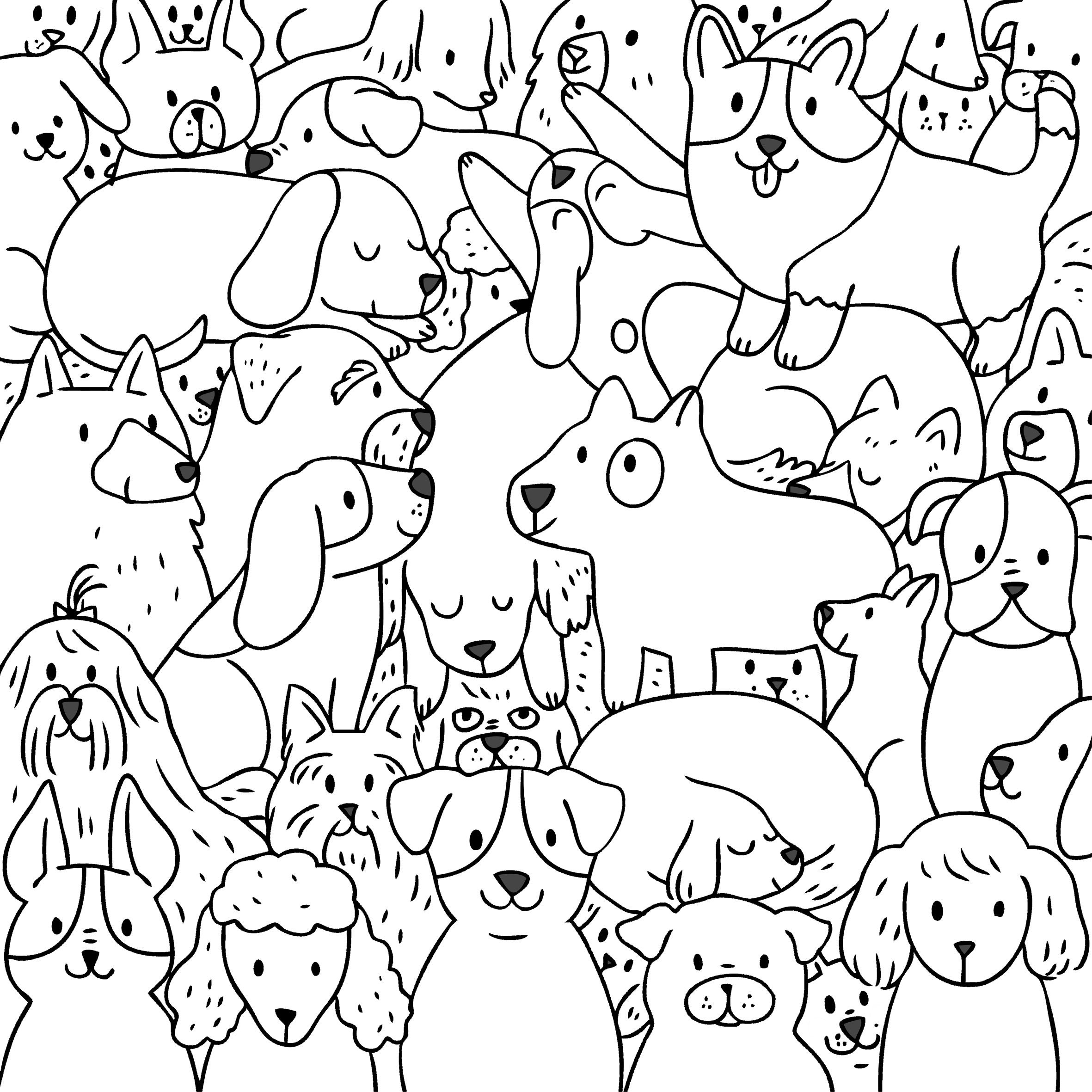 Dog Coloring Book for Adults and Teens Funny Dogs Book | Etsy