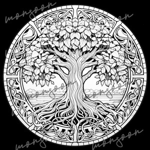 Tree of Life Coloring Book Printable Grayscale Coloring Book Grayscale ...