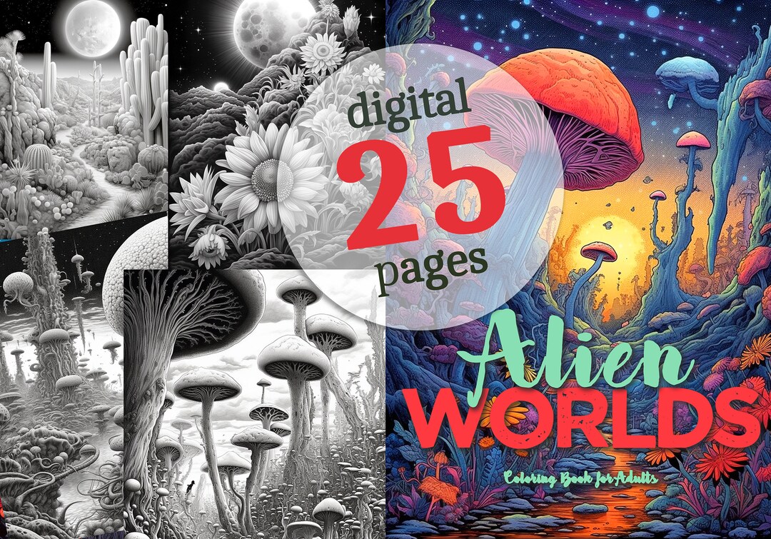Alien World Coloring Book for Adults Printable Alien Landscapes ...