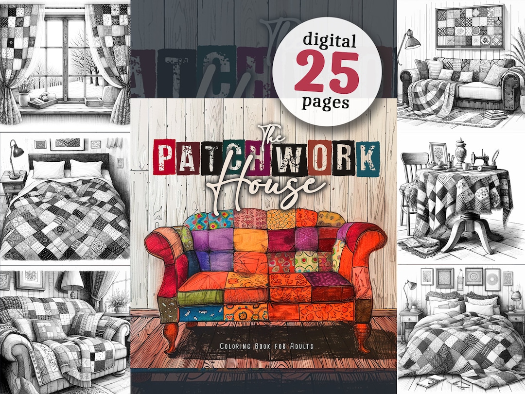 The Patchwork House Coloring Book for Adults Printable : Interior ...