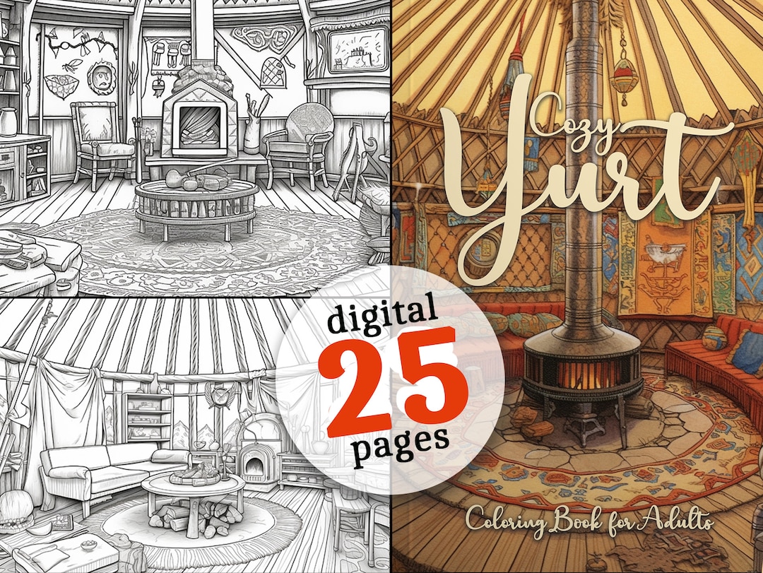 Cozy Yurt Coloring Book Printable Yurts Coloring Book Digital Outdoor ...
