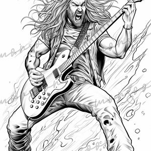 Grayscale Heavy Metal Coloring Book for Adults: Rocker Coloring Book ...