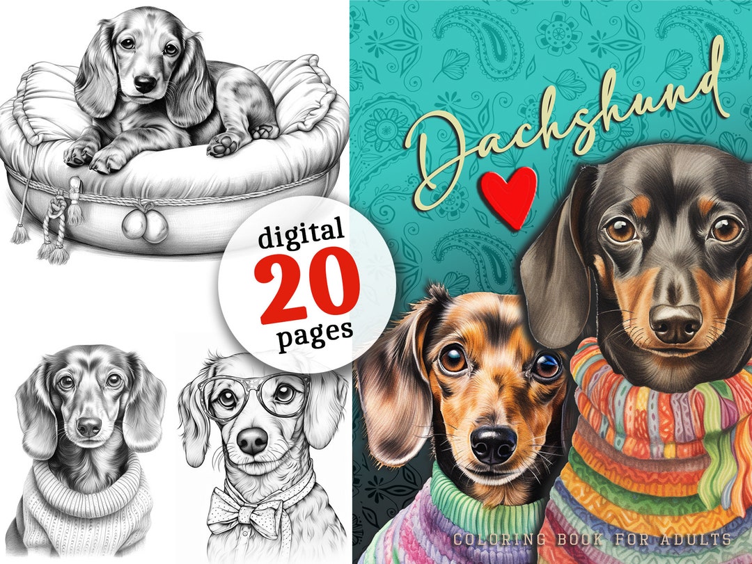Dachshund Coloring Book Printable Grayscale Dachshund Coloring Pages ...