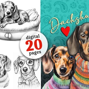 Dachshund Coloring Book Printable Grayscale Dachshund Coloring Pages ...