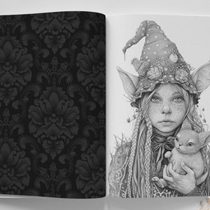 Elven Pets Coloring Book Printable Grayscale Elves Coloring Book Elves ...