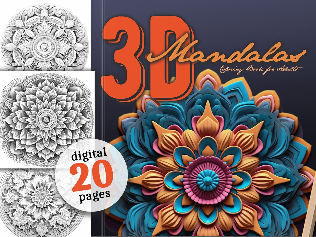 3D Mandalas Coloring Book Printable Mandala Coloring Book - Etsy