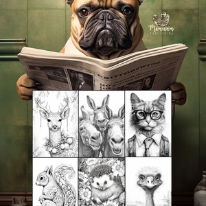 Best of Animals Coloring Book Printable Grayscale Mixed Animal Coloring ...