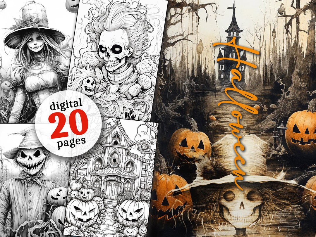Halloween Coloring Book For Adults Printable Pumpkins Sugar Skulls