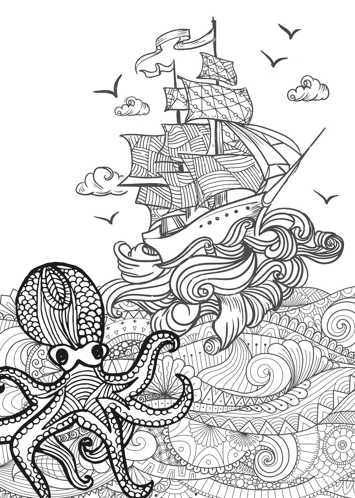 Seascapes Coloring Book for Adults: Ocean Coloring Book | Etsy