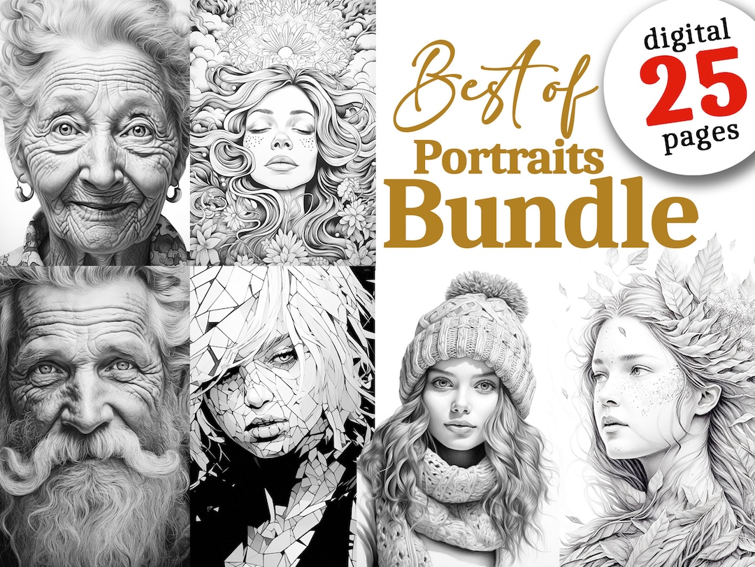 Best of Portraits Coloring Book Printable Grayscale Portrait Coloring ...