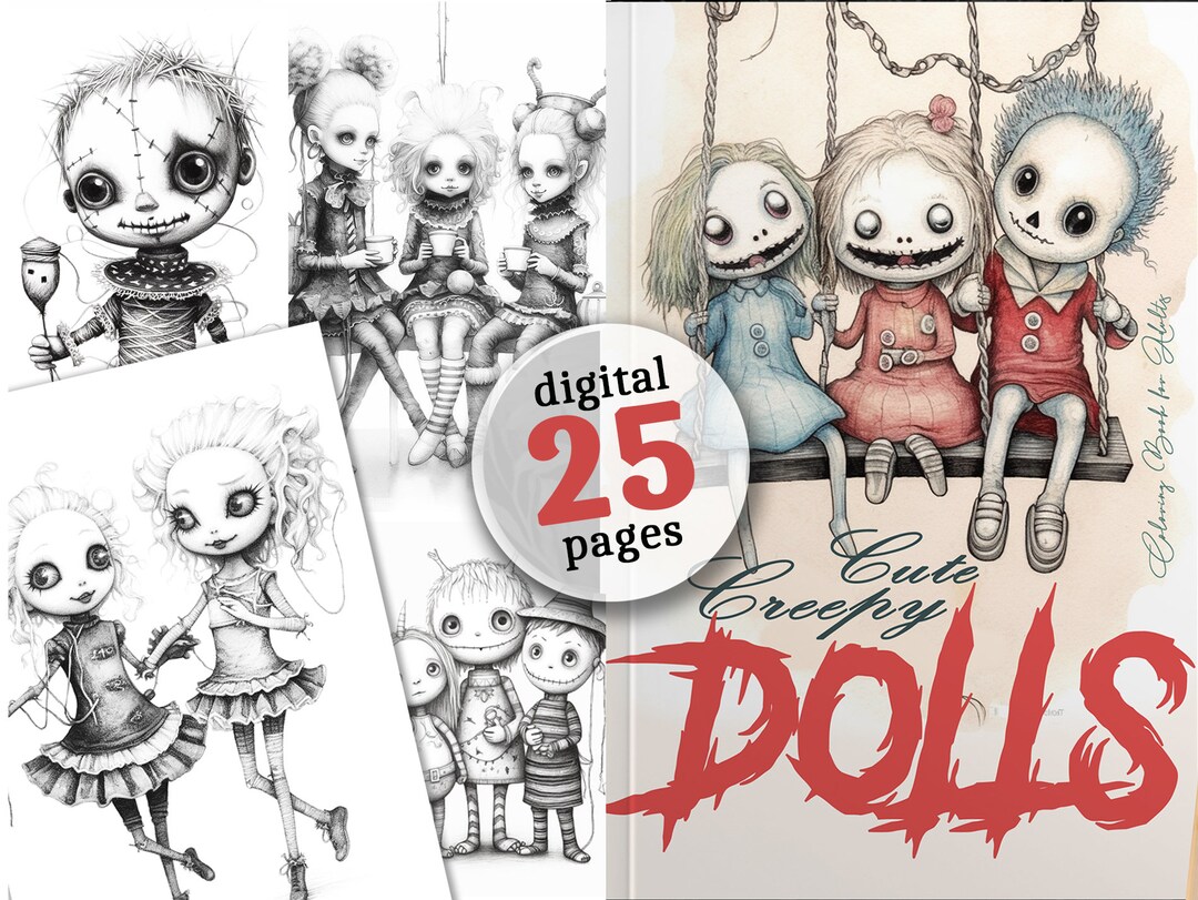 Cute Creepy Dolls Coloring Book Printable Puppet Coloring Pages Digital ...