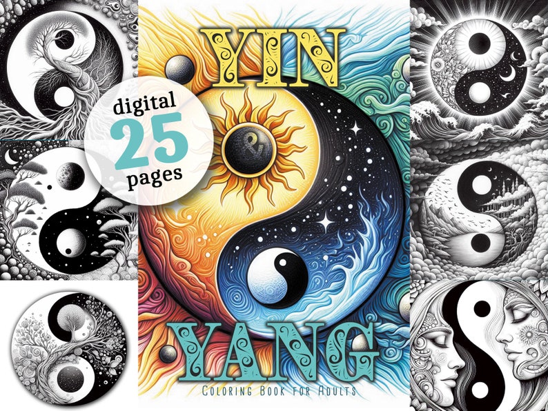 Yin and Yang Coloring Book Printable Mindfulness Coloring Book ...