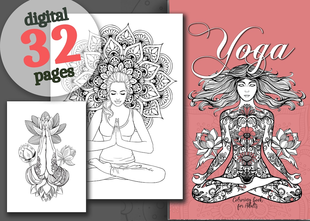 Yoga Coloring Book for Adults Printable Yoga Coloring Pages Digital ...