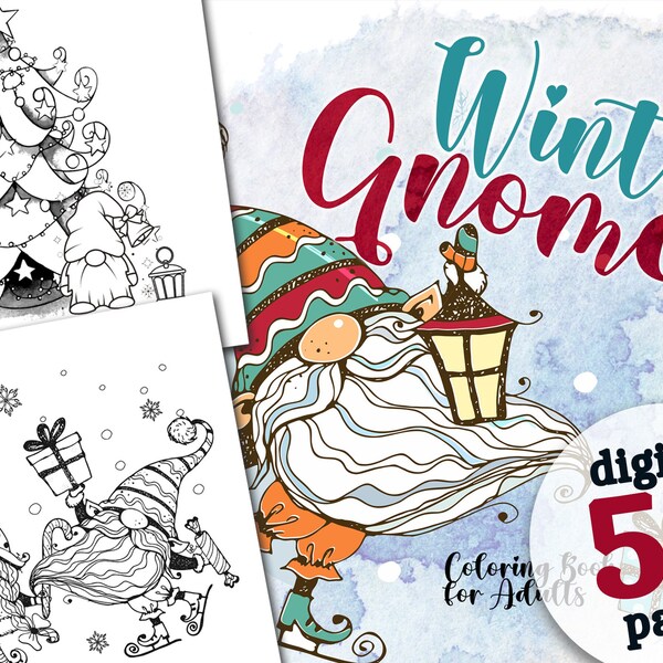 Christmas Gnomes Coloring Pages - Etsy