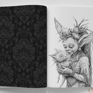 Elven Pets Coloring Book Printable Grayscale Elves Coloring Book Elves ...