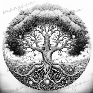 Tree of Life Coloring Book Printable Grayscale Coloring Book Grayscale ...