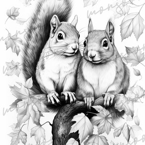 Autumn Squirrels Coloring Book Printable: Squirrels Coloring Pages ...