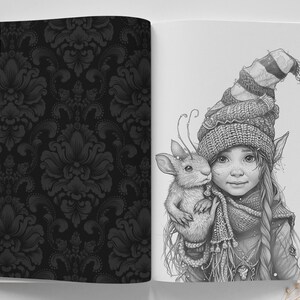 Elven Pets Coloring Book Printable Grayscale Elves Coloring Book Elves ...