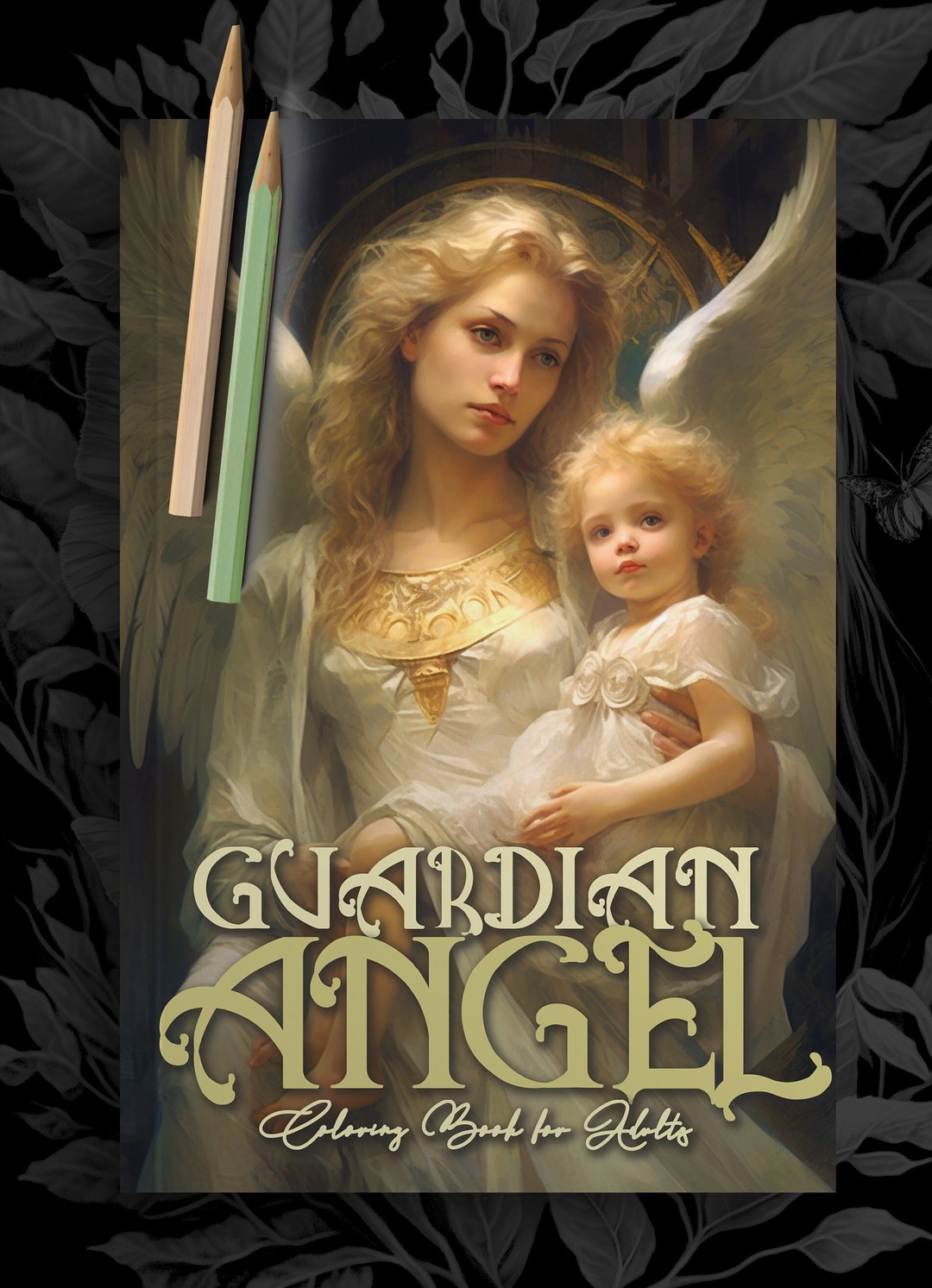 Guardian Angel Coloring Book for Adults Grayscale Angels Coloring Book ...