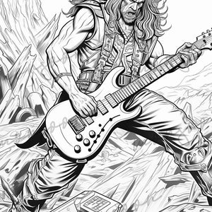 Grayscale Heavy Metal Coloring Book for Adults: Rocker Coloring Book ...