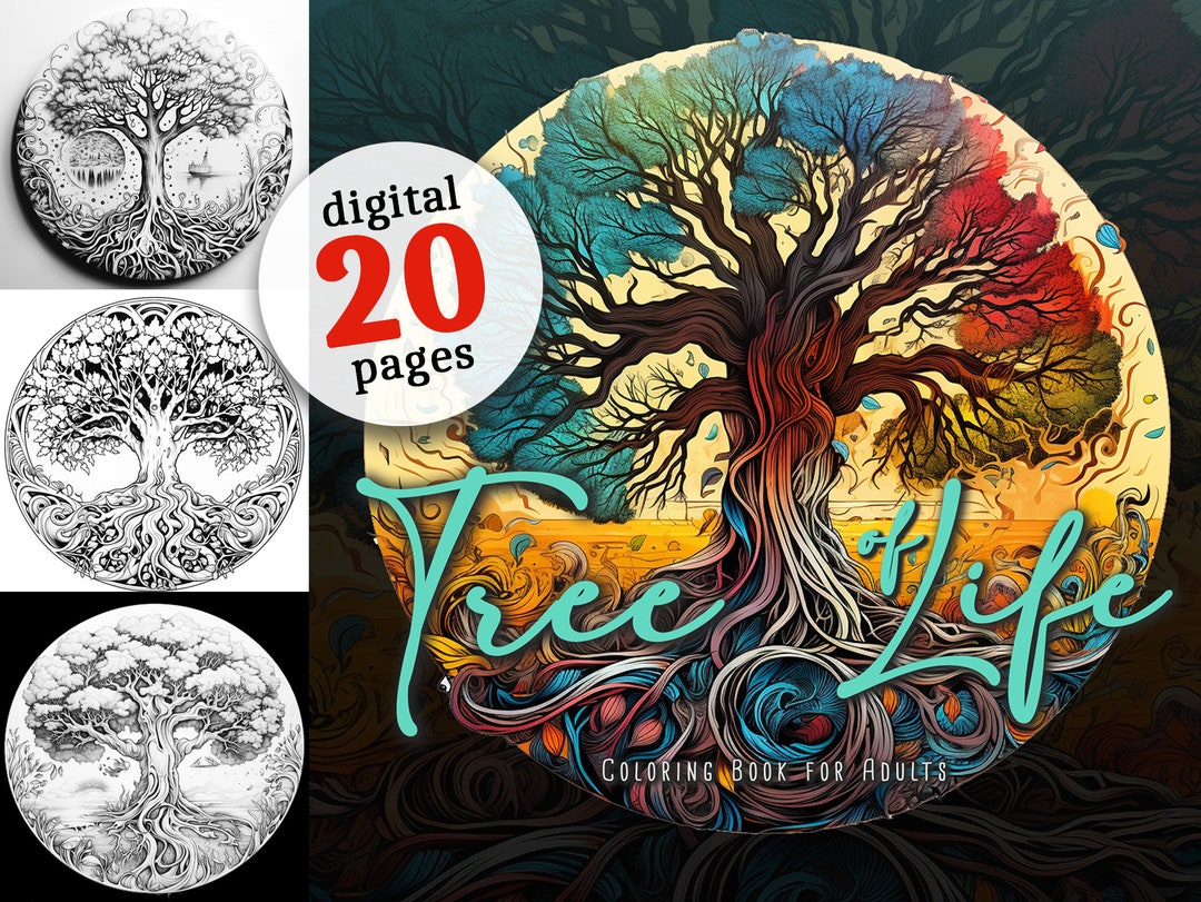 Tree of Life Coloring Book Printable Grayscale Coloring Book Grayscale ...