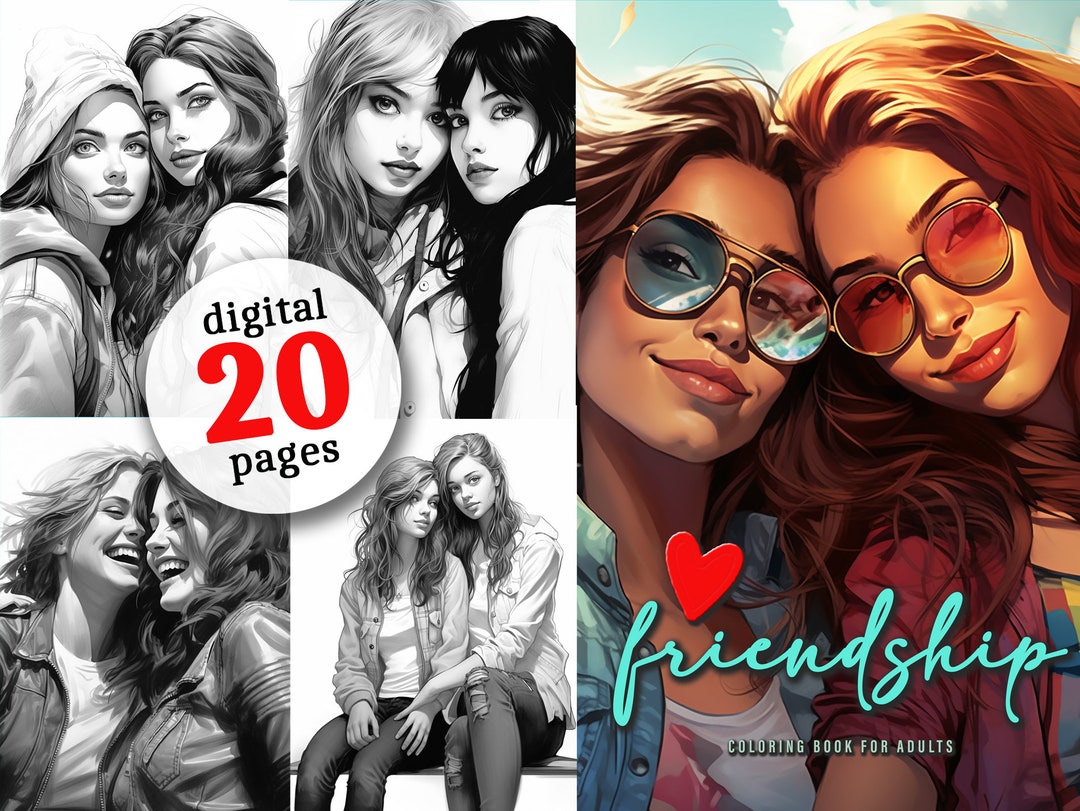 Friendship Coloring Book for Adults & Teenagers BFF Girl Friends ...