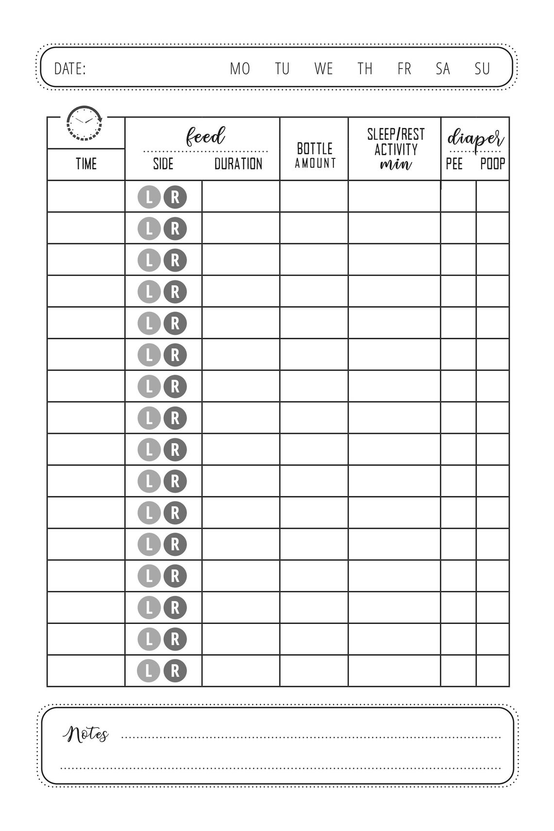 Baby Logbook Breastfeeding Sleep Health Record Baby Log - Etsy