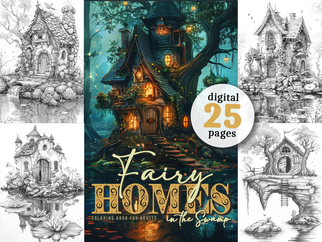 Fairy Homes in the Swamp Coloring Book Printable Fairy Homes Coloring ...