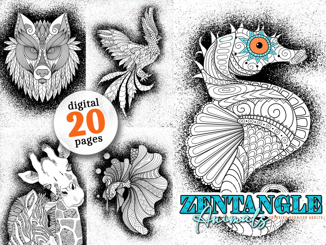 Zentangle Animals Coloring Book Printable Mandala Animals Coloring ...