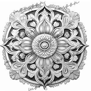 3D Mandalas Coloring Book Printable Mandala Coloring Book Grayscale ...