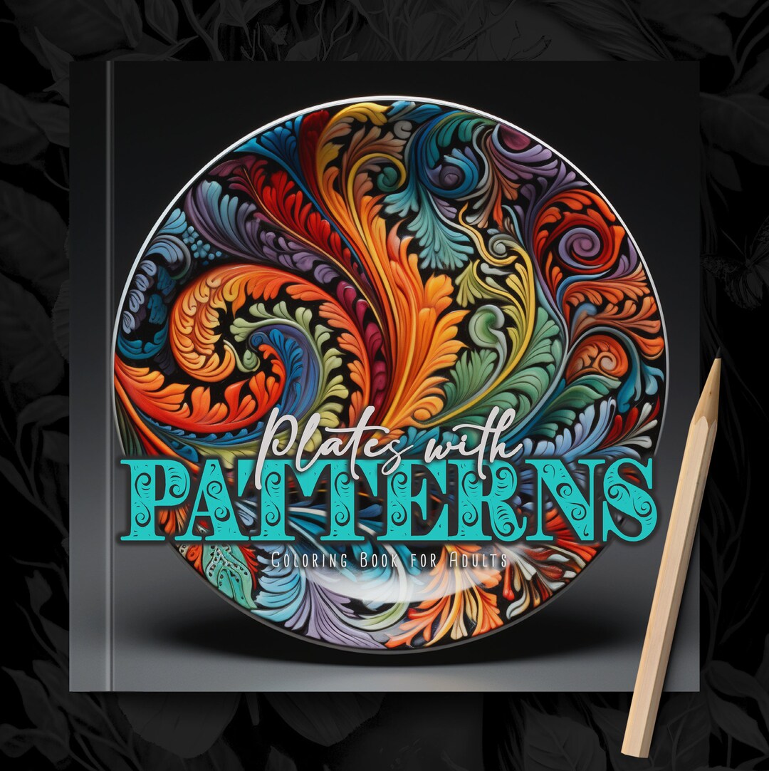 Plates With Patterns Coloring Book for Adults Grayscale Mandala ...