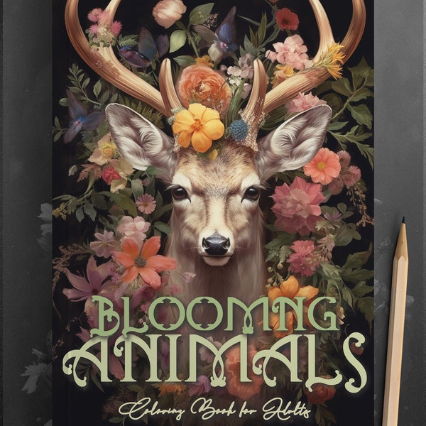 Flower and Animals Coloring Book - Etsy