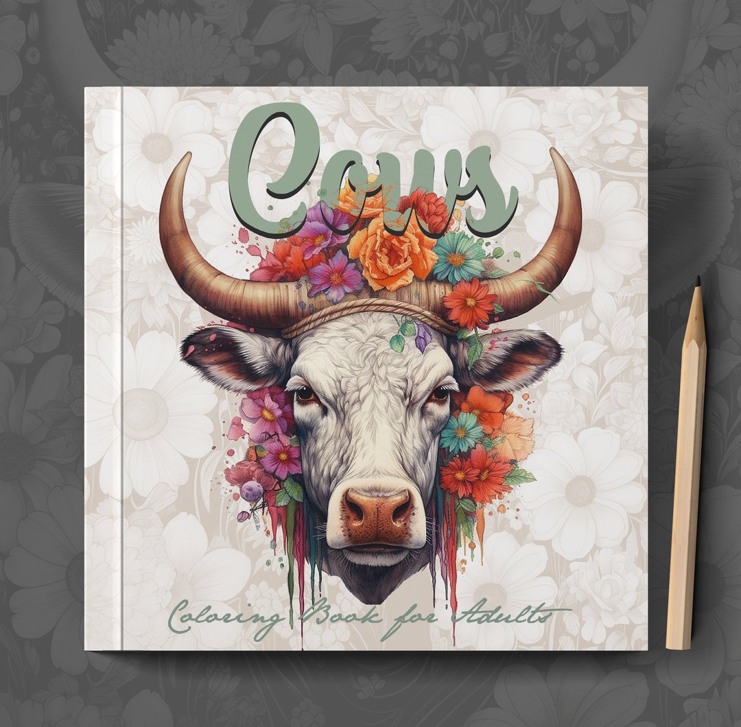 Cows Coloring Book for Adults Grayscale Cows Coloring Book Cow Coloring ...