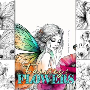 Flower Fairies Coloring Book Printable Grayscale Fairy Coloring Pages ...