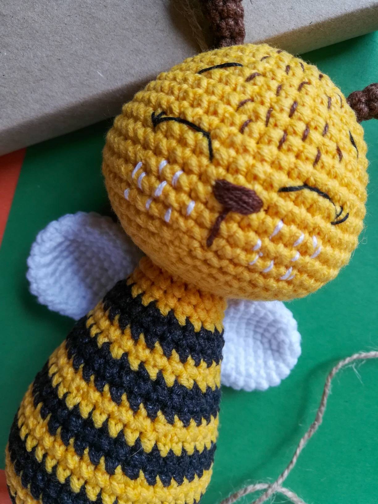 Cute bee plushie baby rattle toy as baby gift from aunt | Etsy