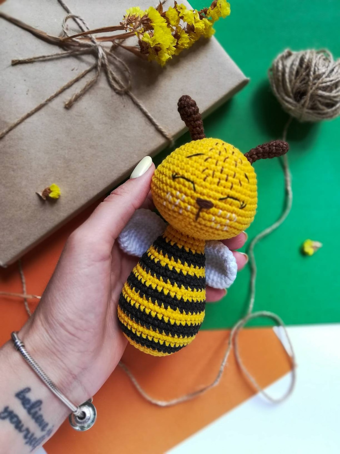 Cute bee plushie baby rattle toy as baby gift from aunt | Etsy