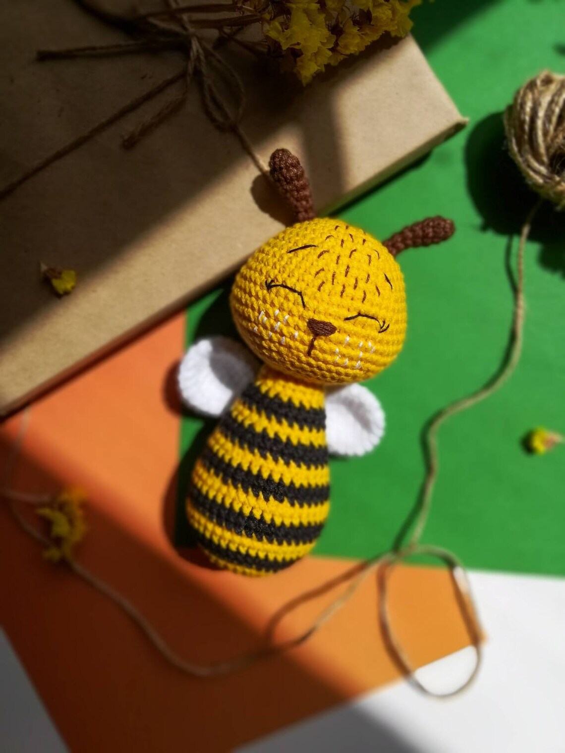 Cute bee plushie baby rattle toy as baby gift from aunt | Etsy