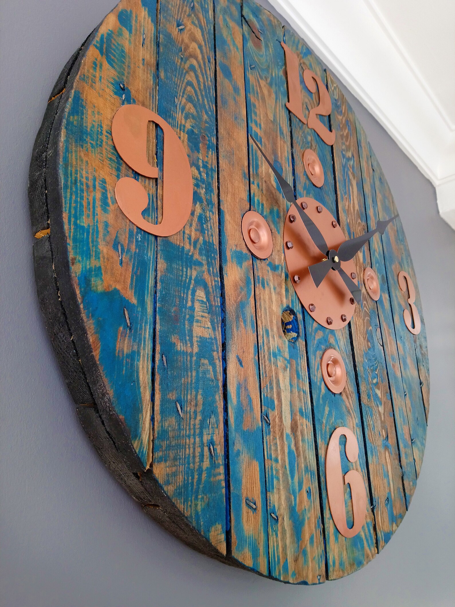 Large Rustic Reclaimed Wood Farmhouse Wall Clock Oversized - Etsy