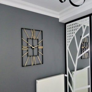 Rectangular Metal Large Unique Wall Clock Oversized Rustic Farmhouse ...