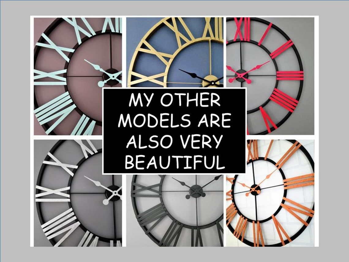 Large Rustic Red Metal Wall Clock Farmhouse Round Silent Wall - Etsy