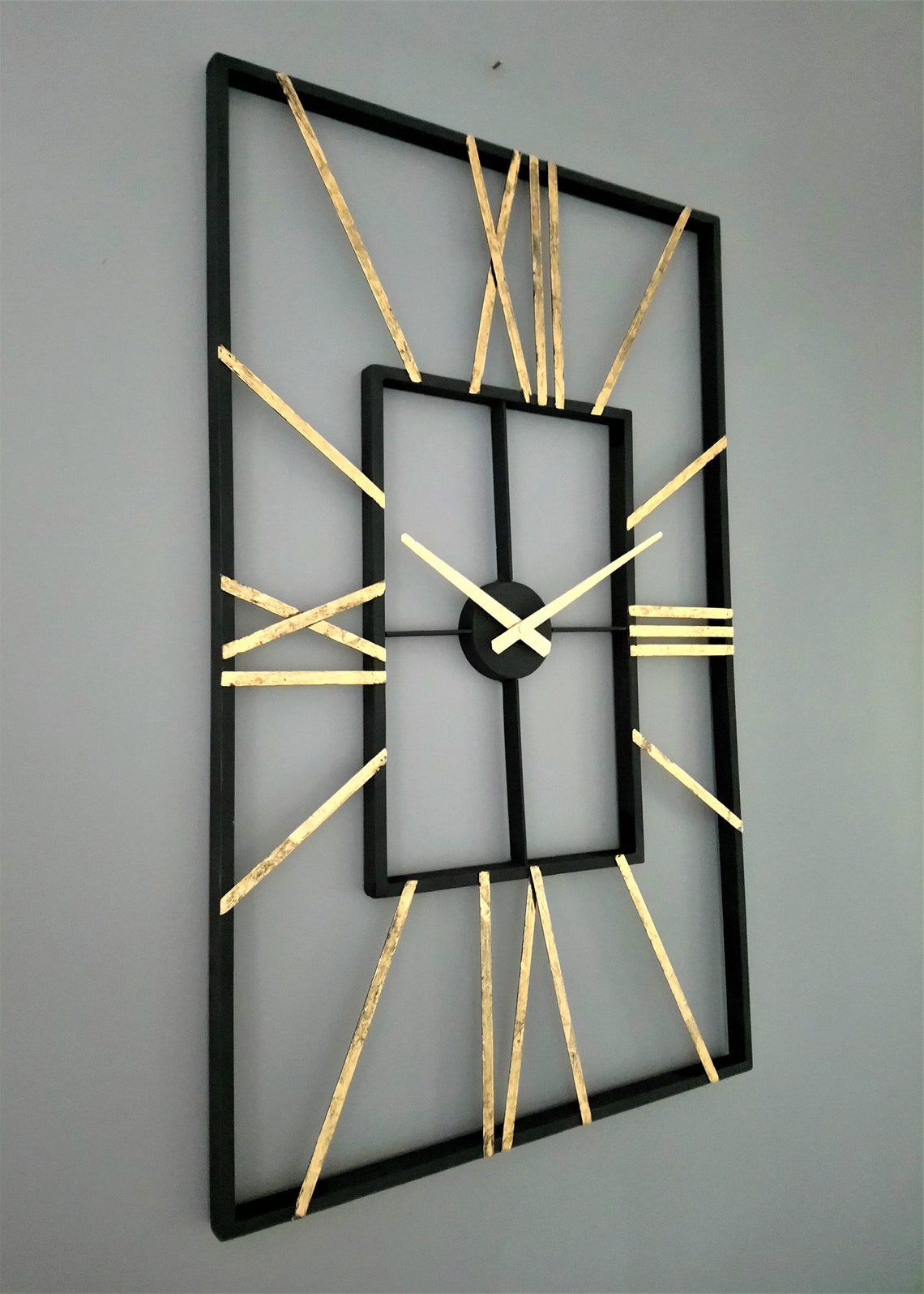 Rectangular Metal Large Unique Wall Clock Oversized Rustic - Etsy