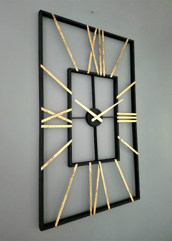 Rectangular Metal Large Unique Wall Clock Oversized Rustic | Etsy