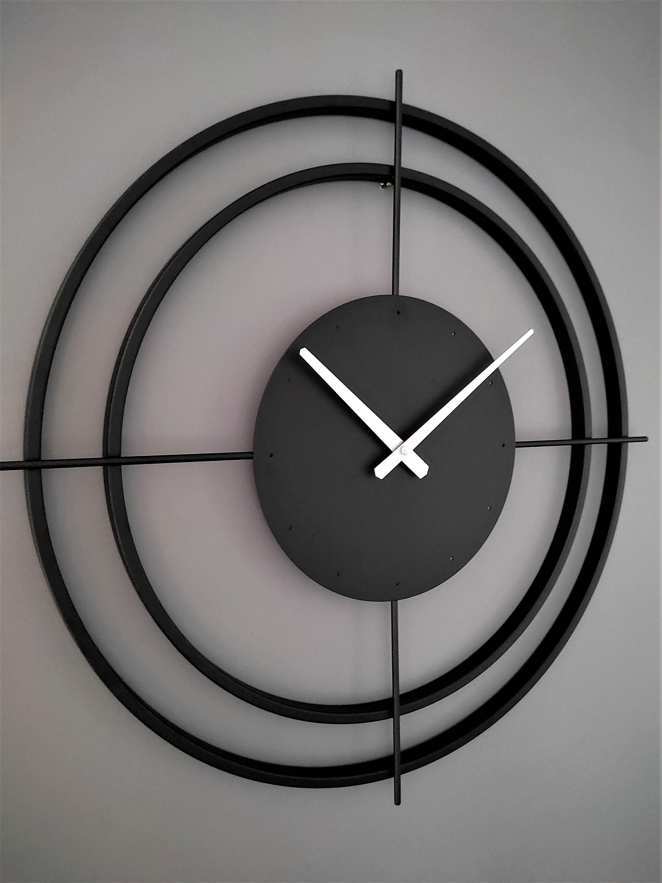 Metal Large Rustic Black Wall Clock Oversized Farmhouse Modern | Etsy