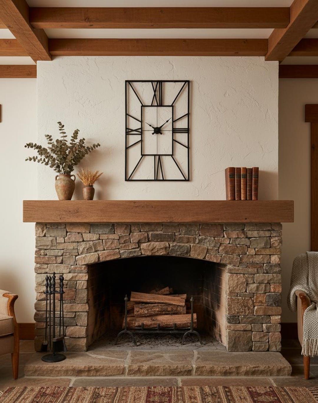 Rectangular Metal Large Rustic Unique Wall Clock Oversized Black ...