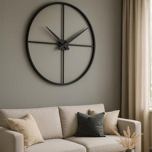 Minimalist Black Metal Wall Clock-contemporary Design-industrial Style ...
